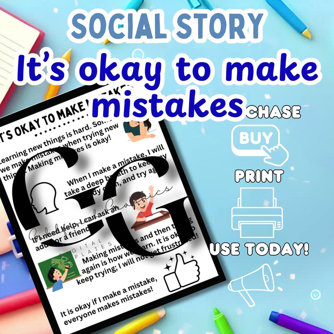 Social Story - It's Okay to Make Mistakes, Printable, Social Story on ...