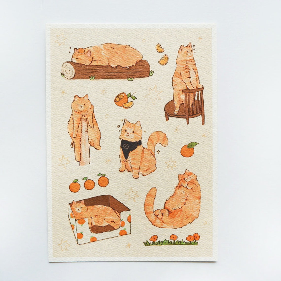 Orange Tabby Cat Art Print: Cozy Hand-drawn Illustration (5x7 Inch) - Etsy