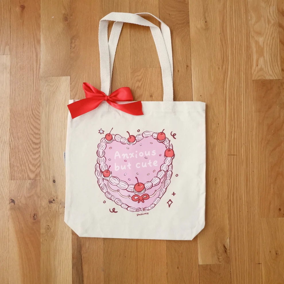 Cute Cake Tote Bag| 100% Organic Cotton Tote Bag With Ribbon - Etsy
