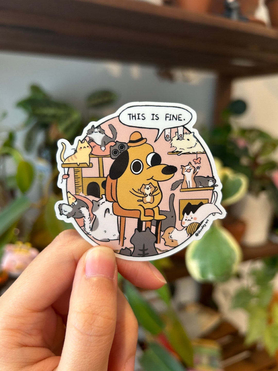 This is Fine Cat Sticker Meme Dog Sticker, Cat Sticker, Laptop Vinyl ...