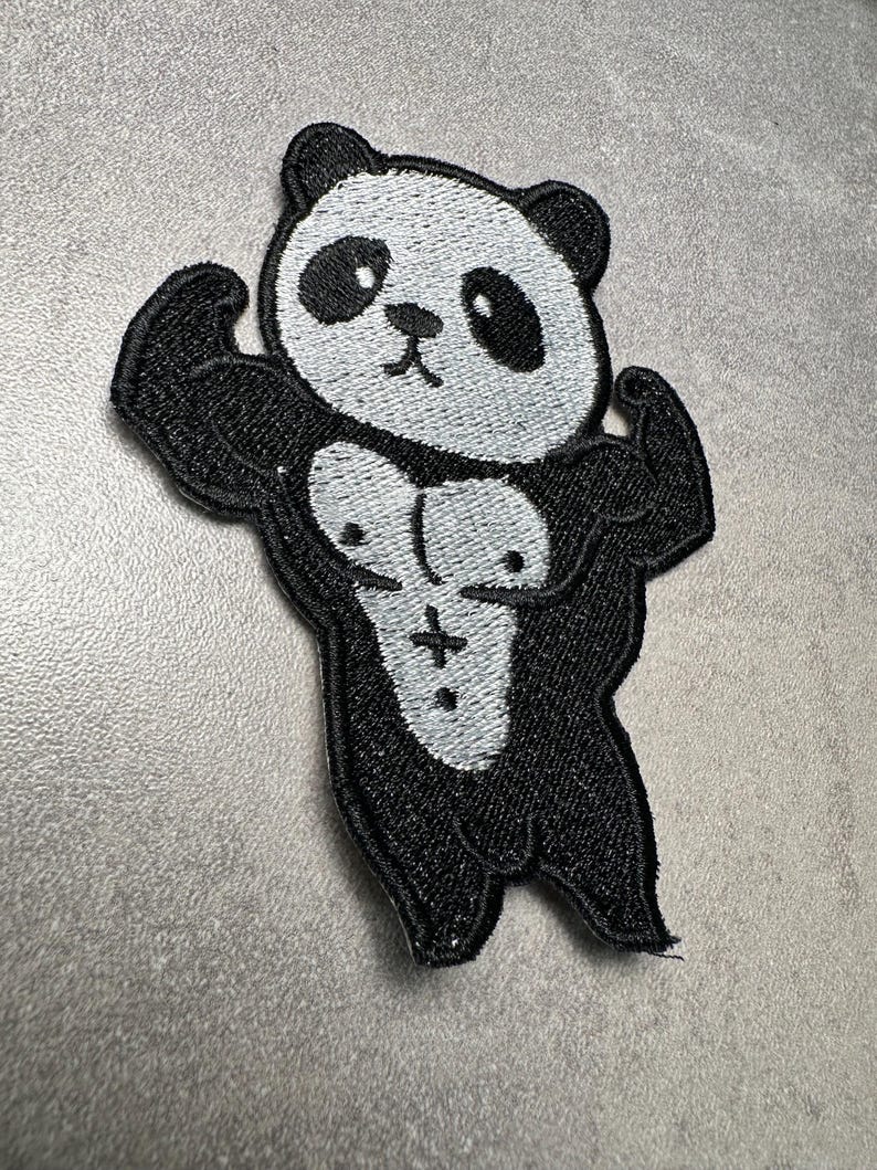 Unreasonably Buff Panda Iron-on/hook and Loop Patch – Funny Muscle ...