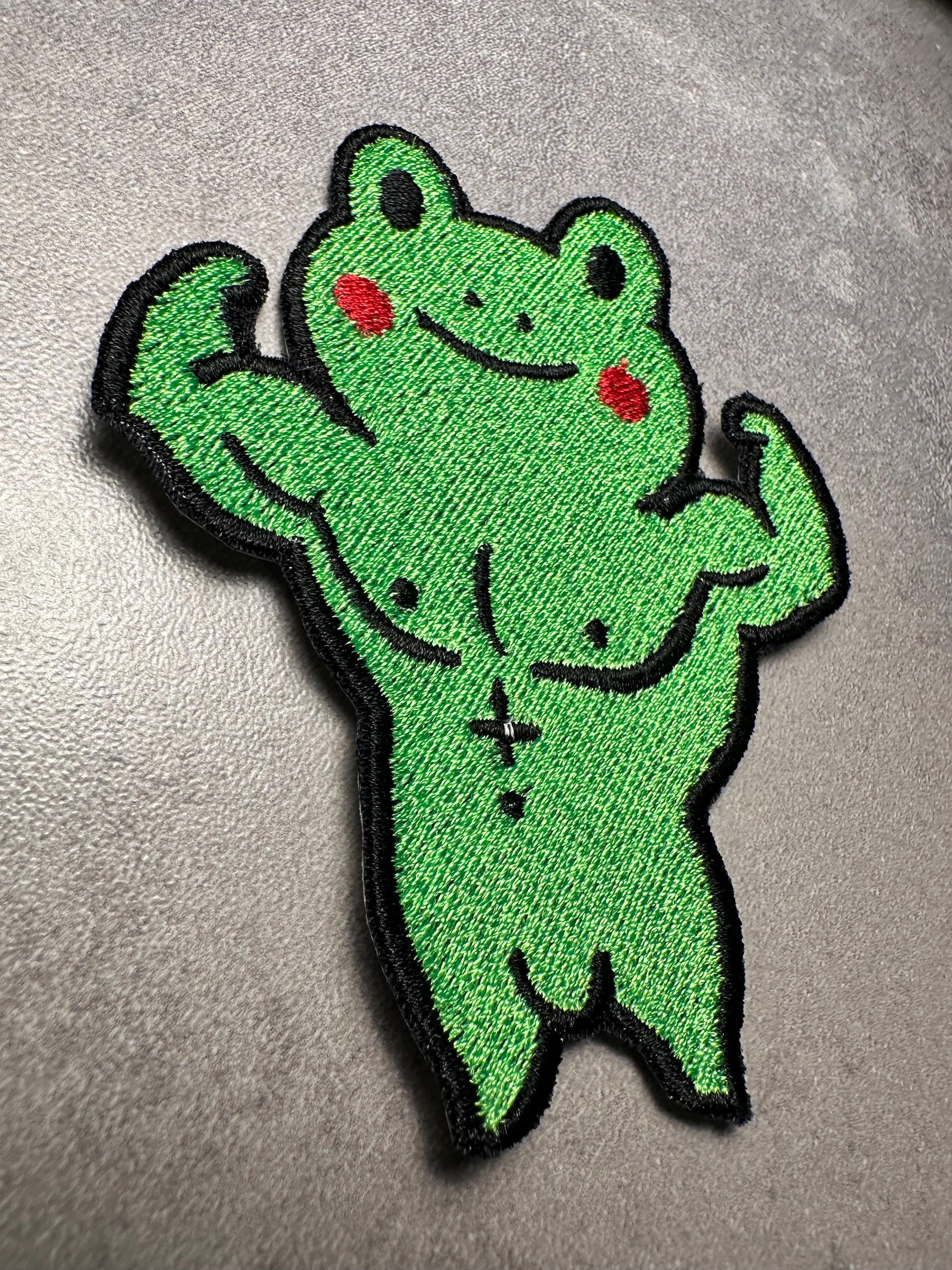 Unreasonably Buff Frog Iron-on Patch – Funny Muscle Embroidery for ...