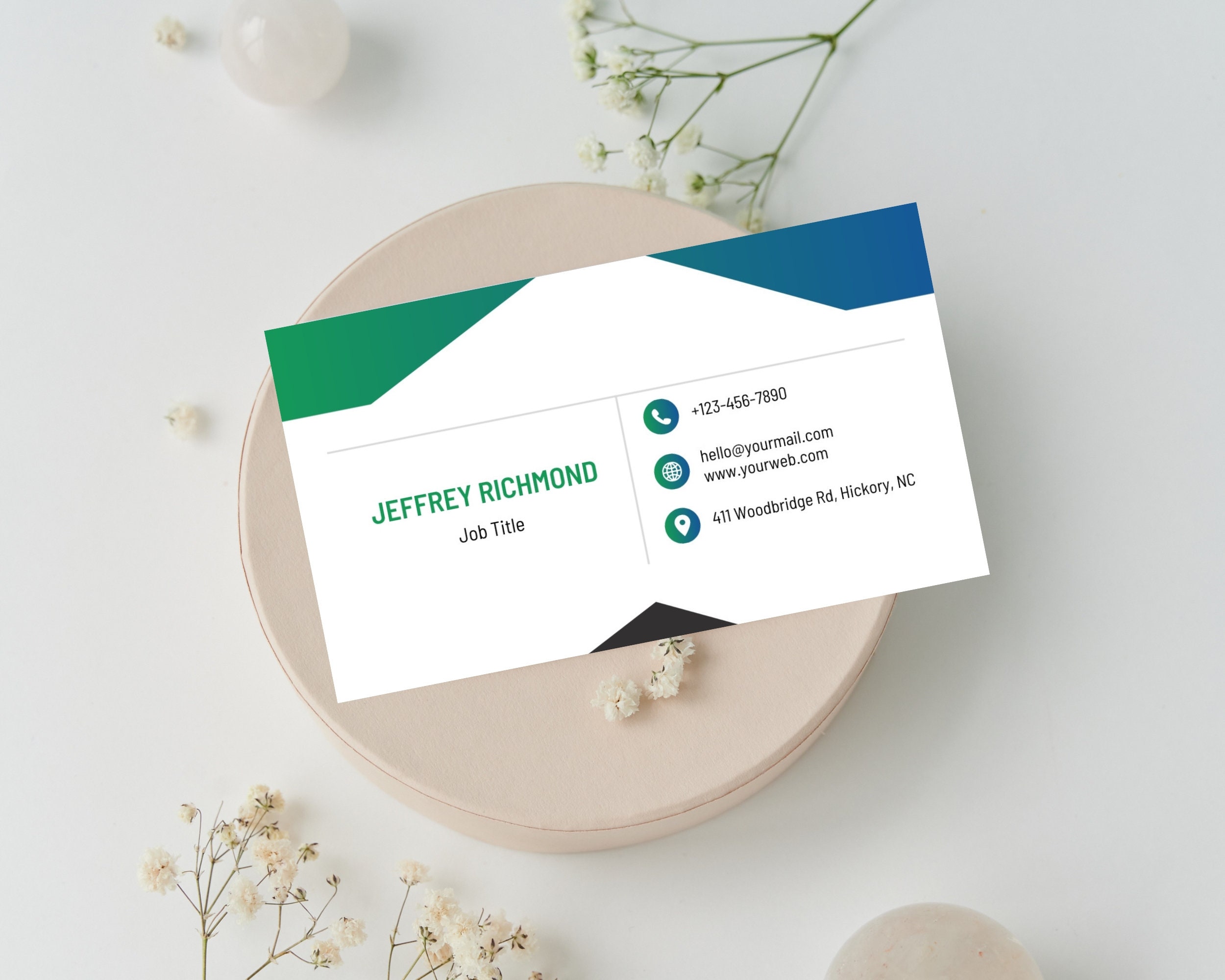 Blue & Green Business Card || Fill in Service || Minimalist - Etsy