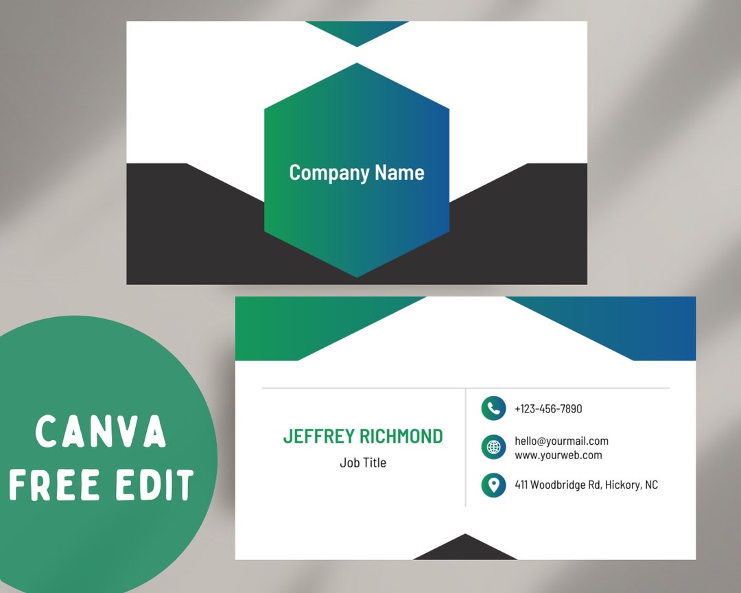 Blue & Green Business Card || Fill in Service || Minimalist - Etsy