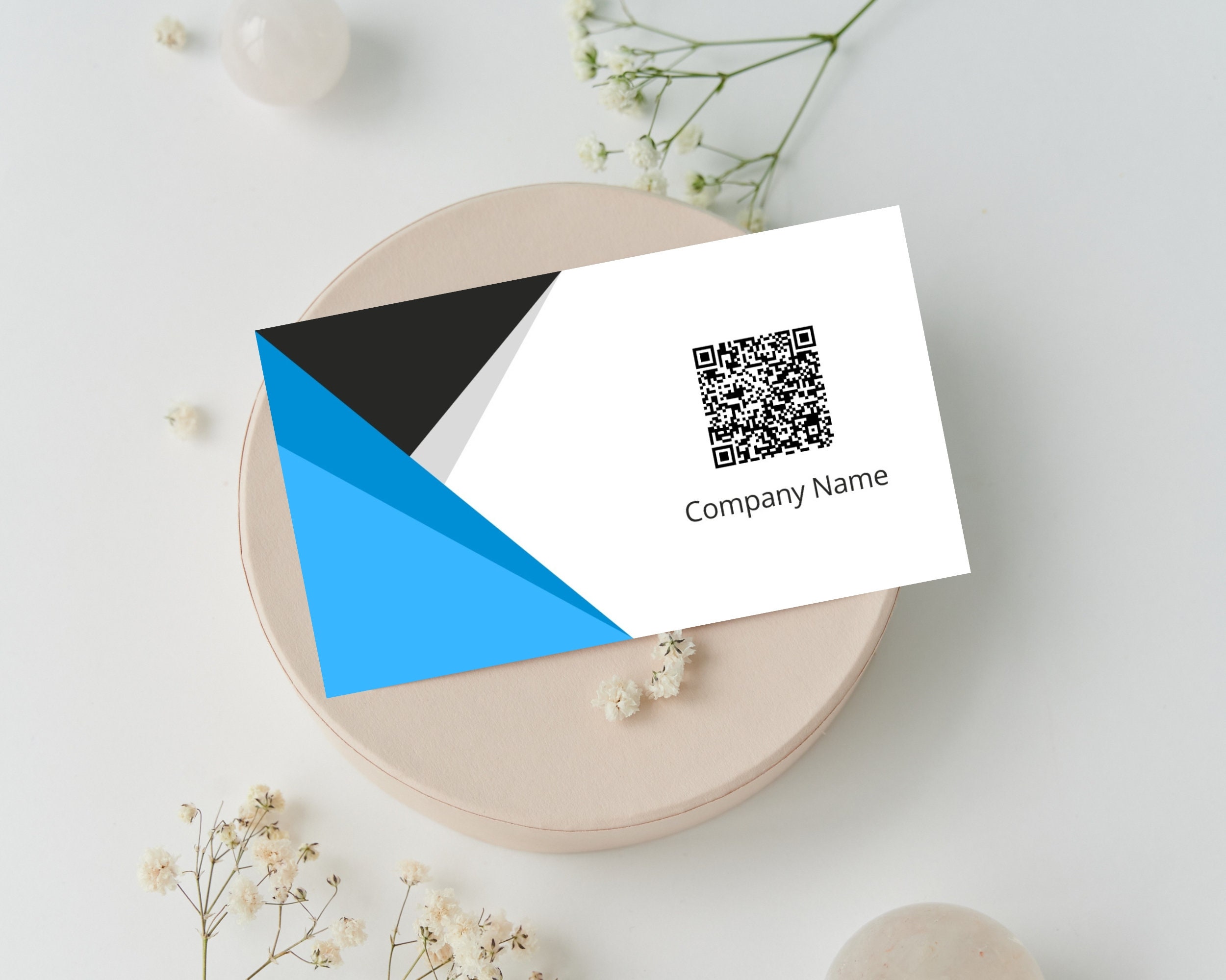 Blue & White Business Card || QR Code || Fill in Service - Etsy