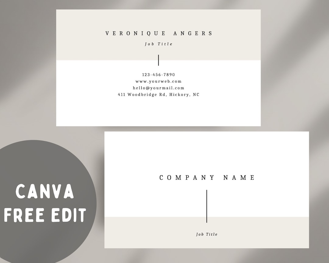Light Gray Business Card || Minimalist Card || Fill in Service - Etsy