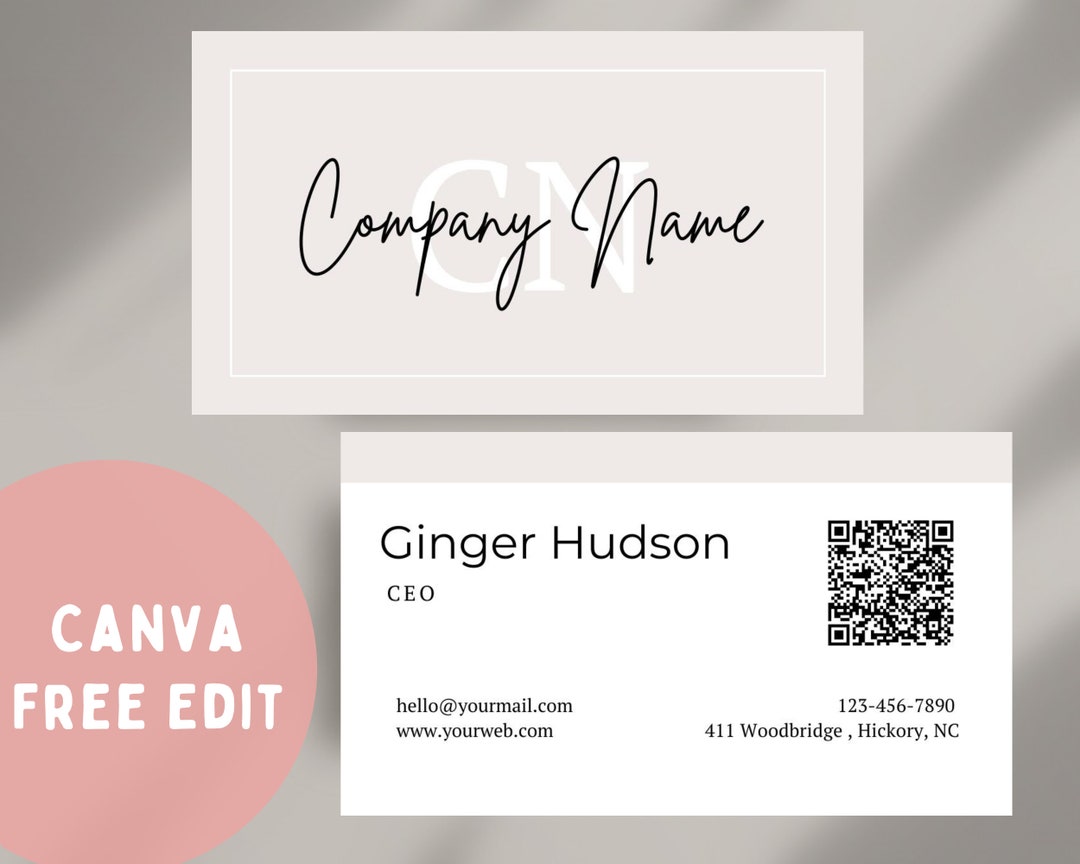 Minimalist Business Card || QR Code || Fill in Service - Etsy