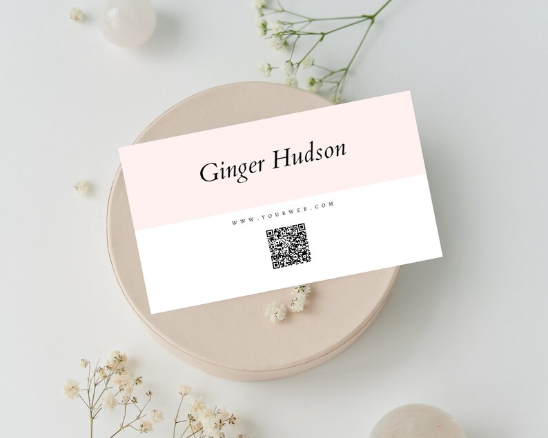 Pink & Black Business Card Fill in Service Minimalist - Etsy