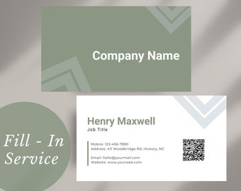 Pink & Black Business Card Fill in Service Minimalist - Etsy