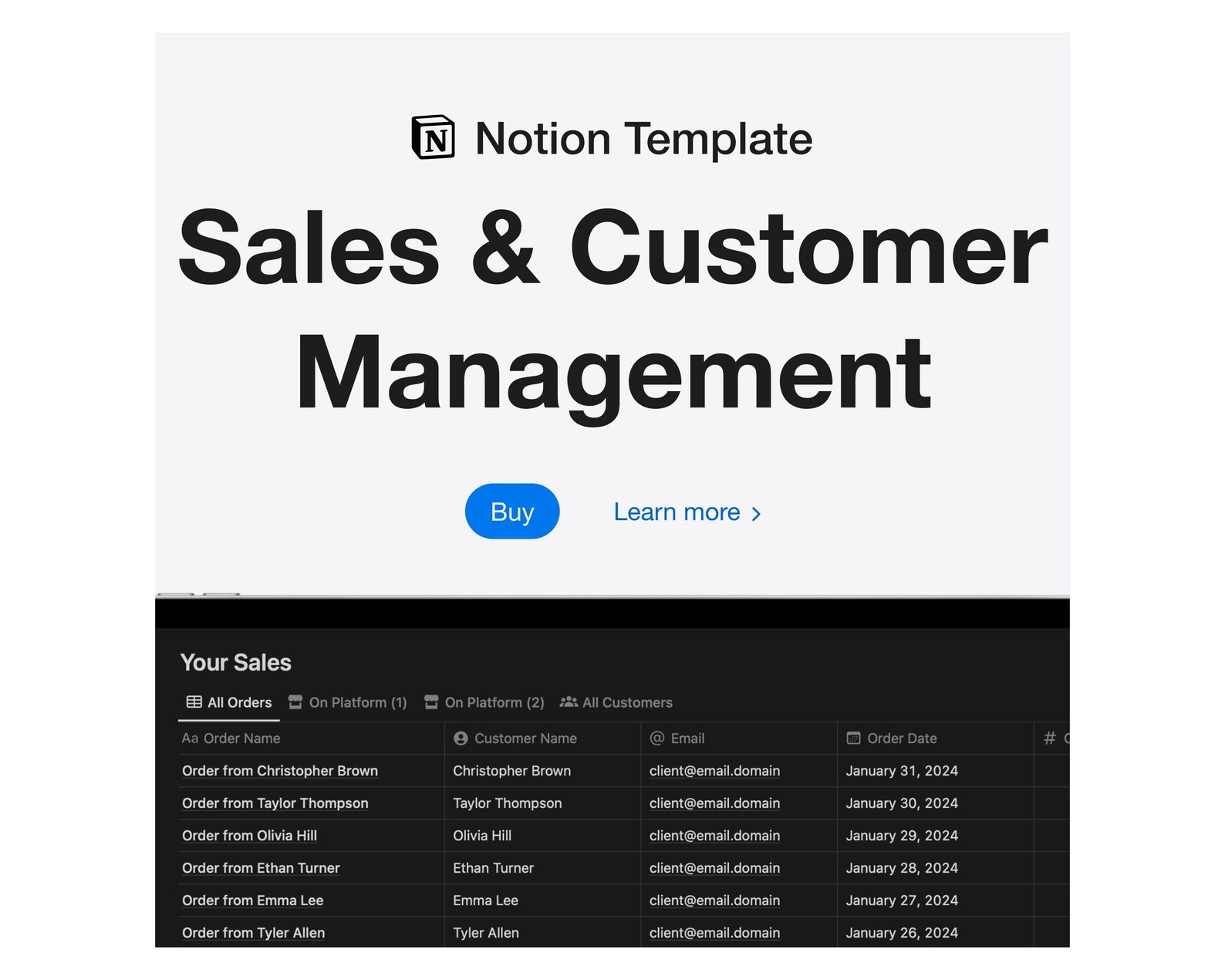 Notion Template Sales and Customer Management, Ultimate Order Tracker ...