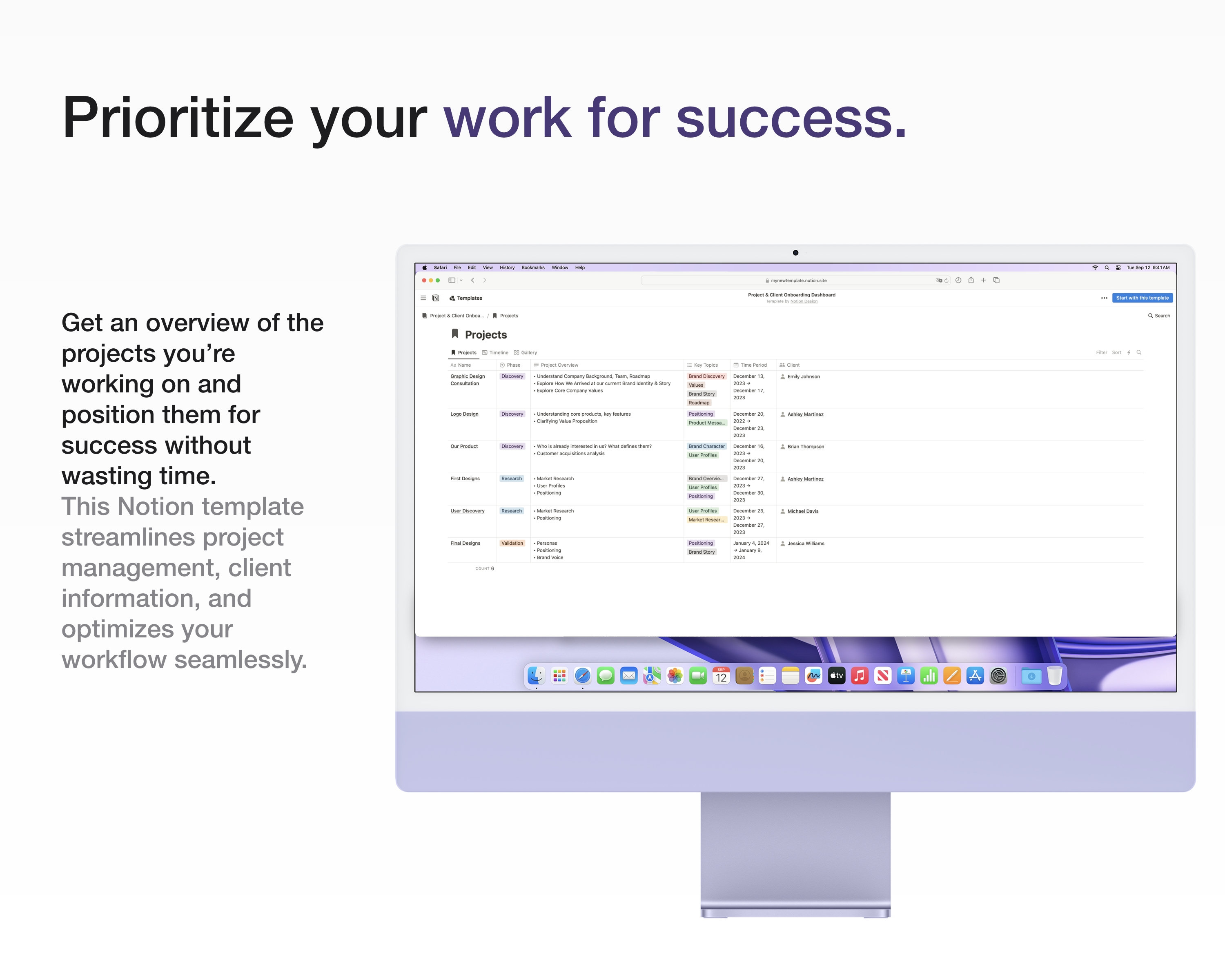 Notion Template Project & Client Onboarding, Project Orientation ...