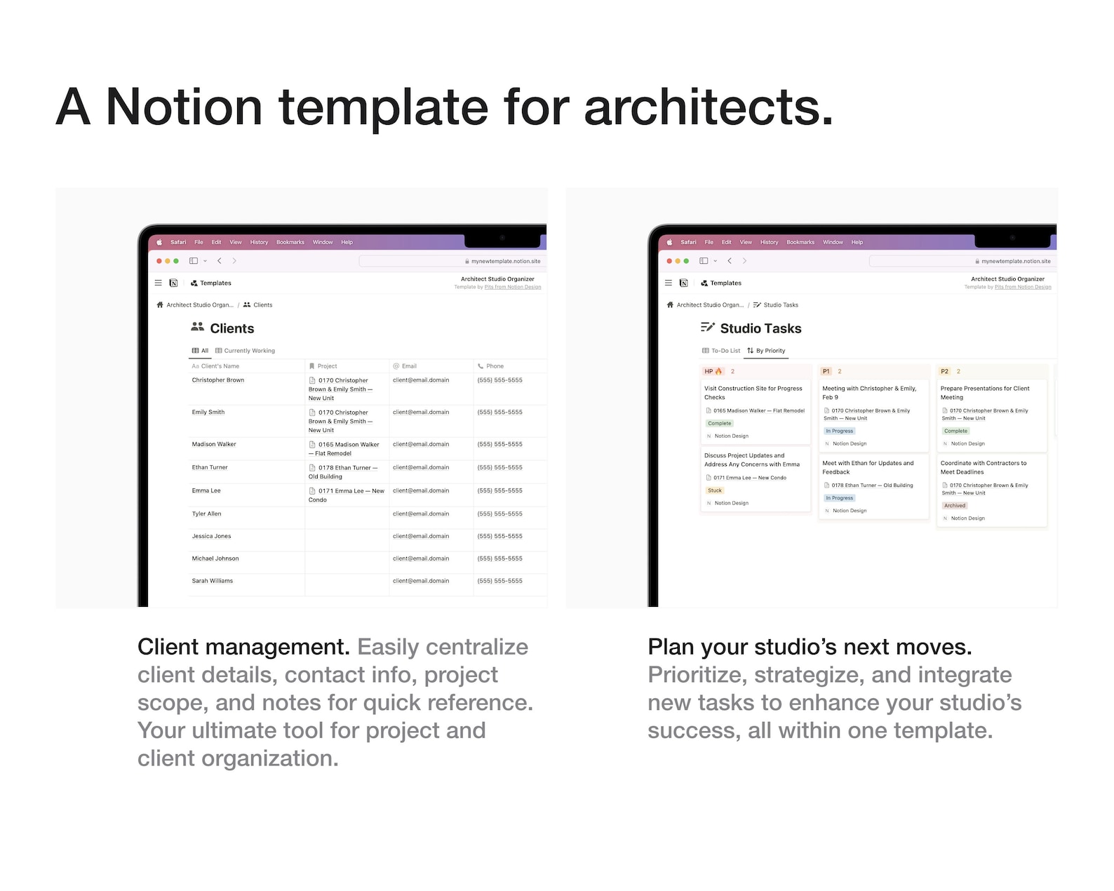 Notion Template Architect Studio Organizer, Ultimate Studio Manager ...