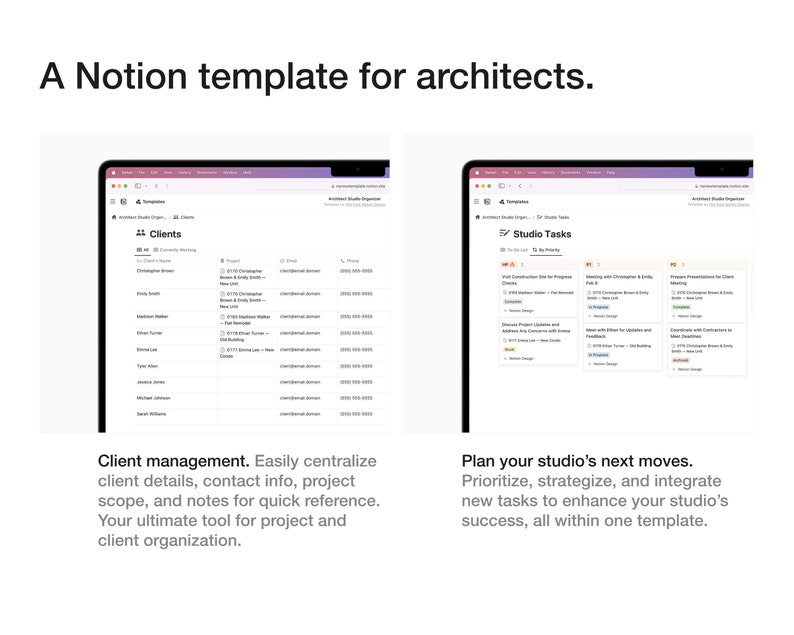 Notion Template Architect Studio Organizer, Ultimate Studio Manager, Notion Project Management ...