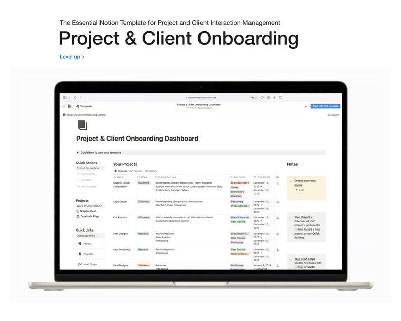 Notion Template Project & Client Onboarding, Project Orientation ...