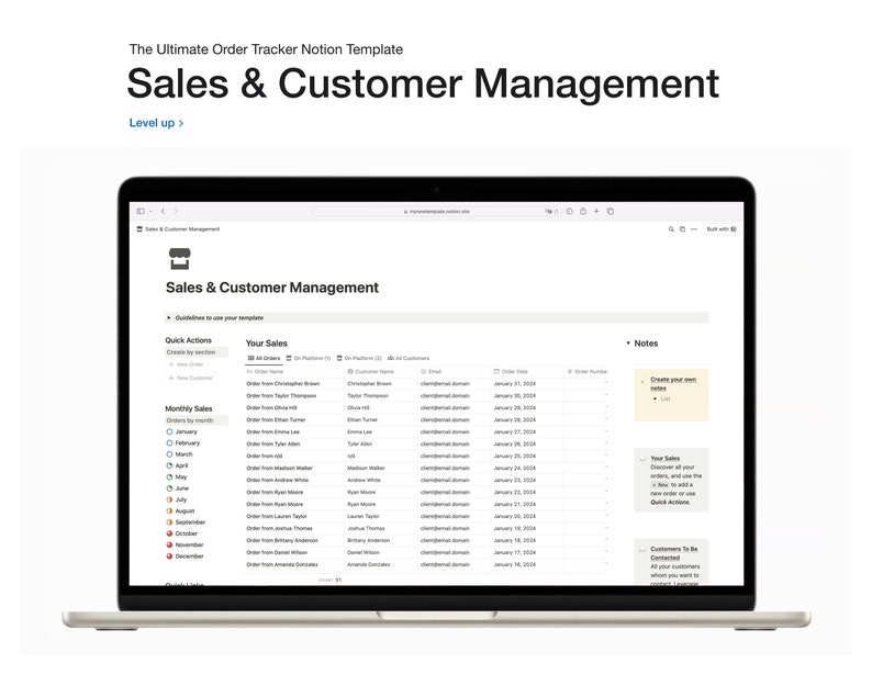 Notion Template Sales and Customer Management, Ultimate Order Tracker ...