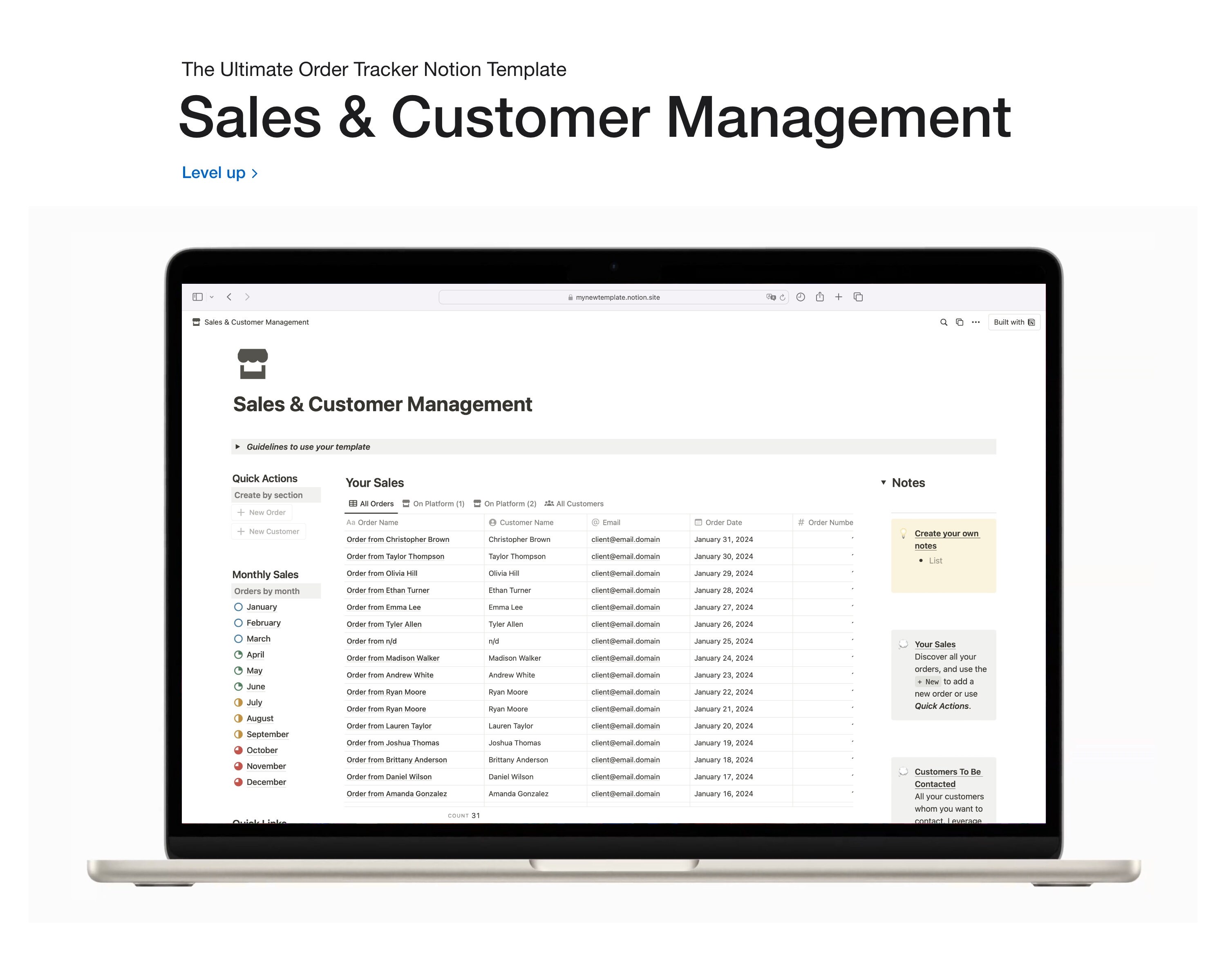 Notion Template Sales and Customer Management, Ultimate Order Tracker ...