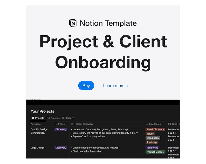 Notion Template Project & Client Onboarding, Project Orientation Dashboard, Client Dashboard ...