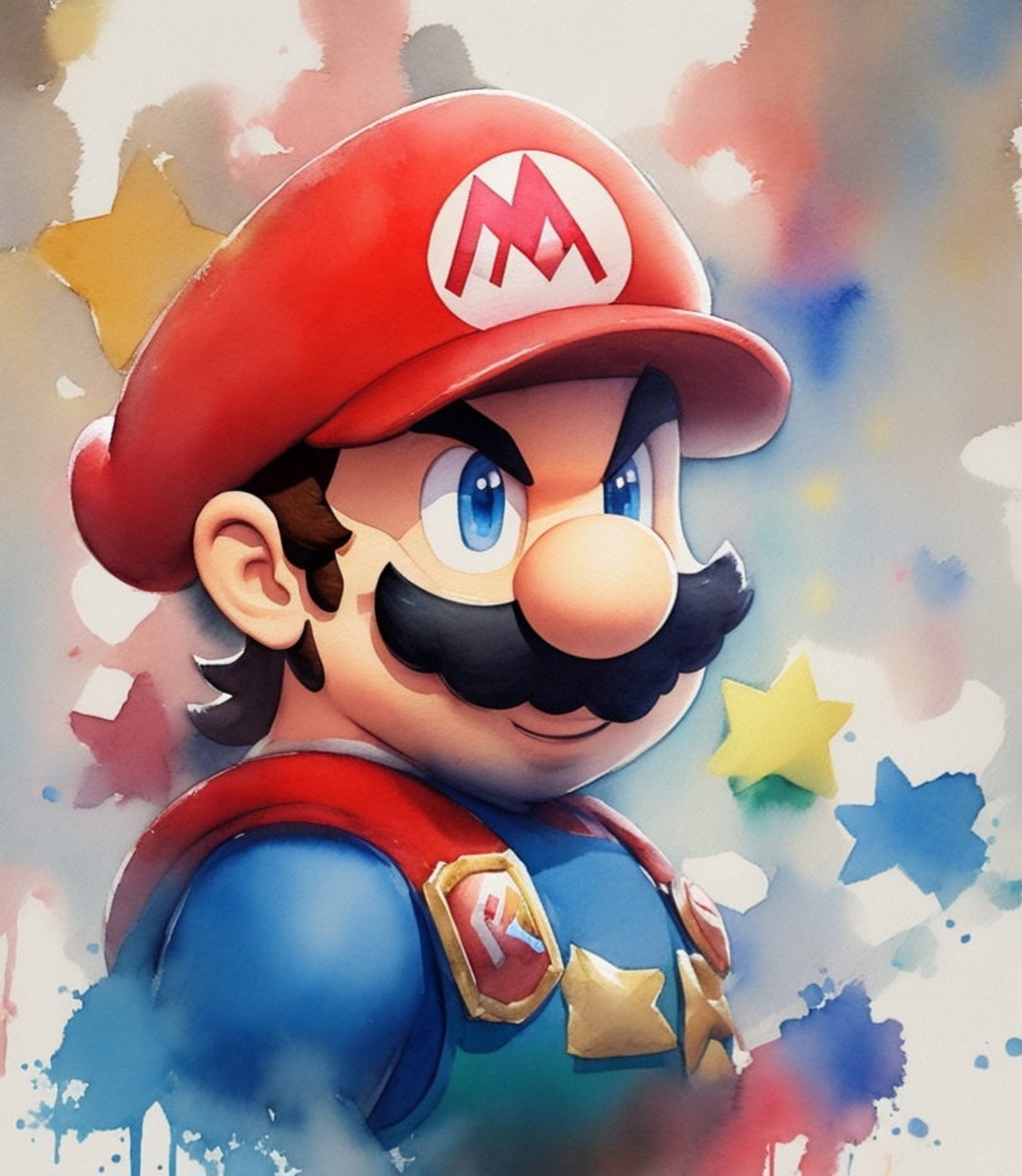 Super Mario Watercolor Print - Etsy