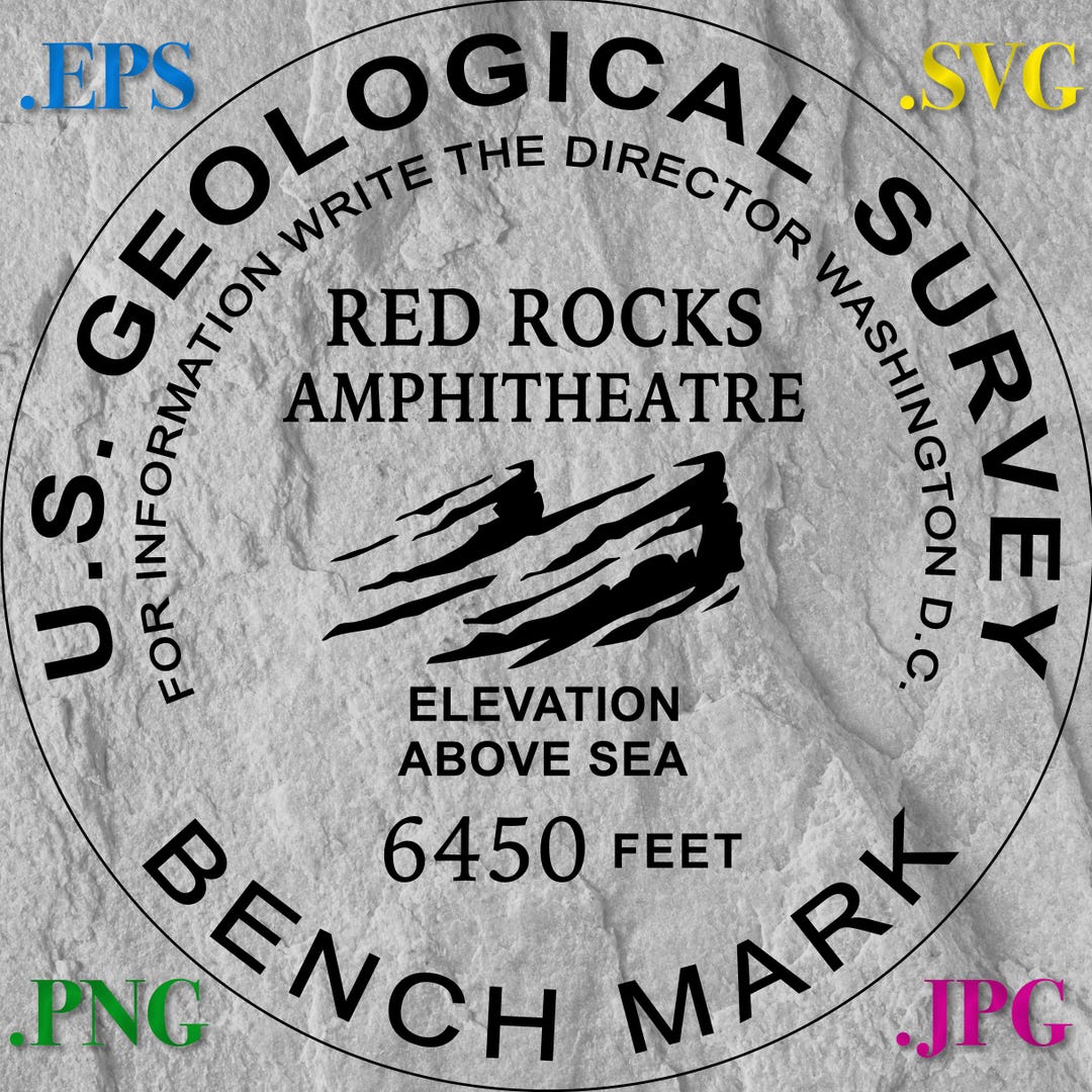 Red Rocks Elevation US Geological Survey Benchmark Image. .svg, .eps ...