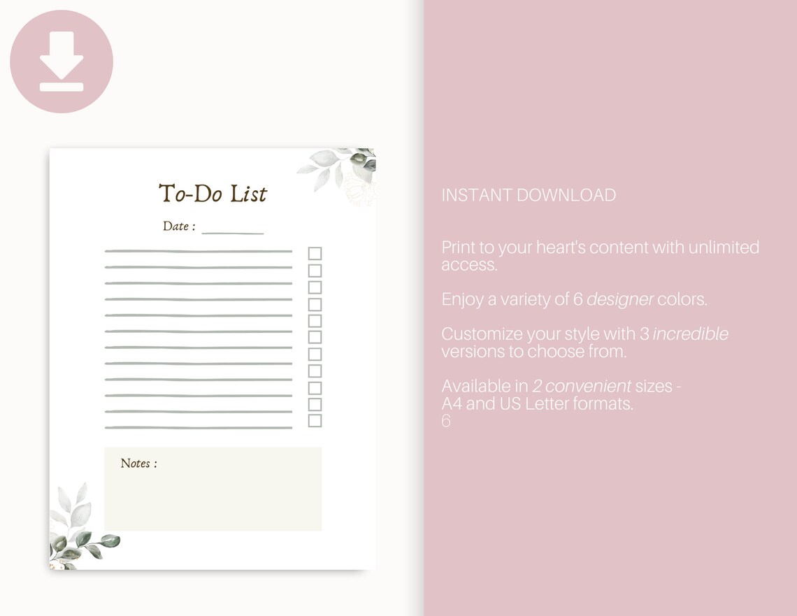 Printable to Do List | Daily to Do List | Minimalist | Floral to Do ...