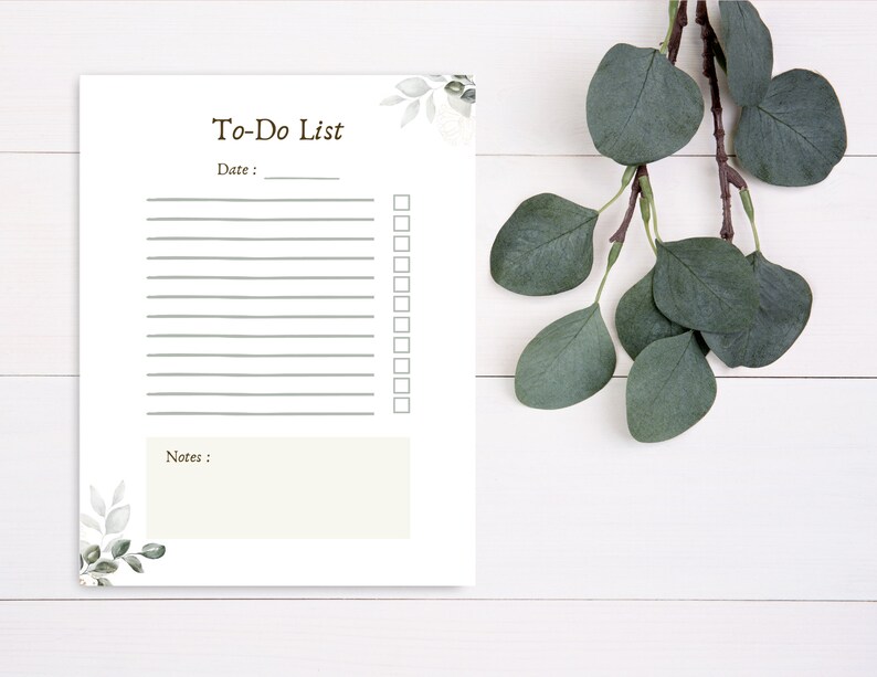 Printable to Do List Daily to Do List Minimalist Floral - Etsy