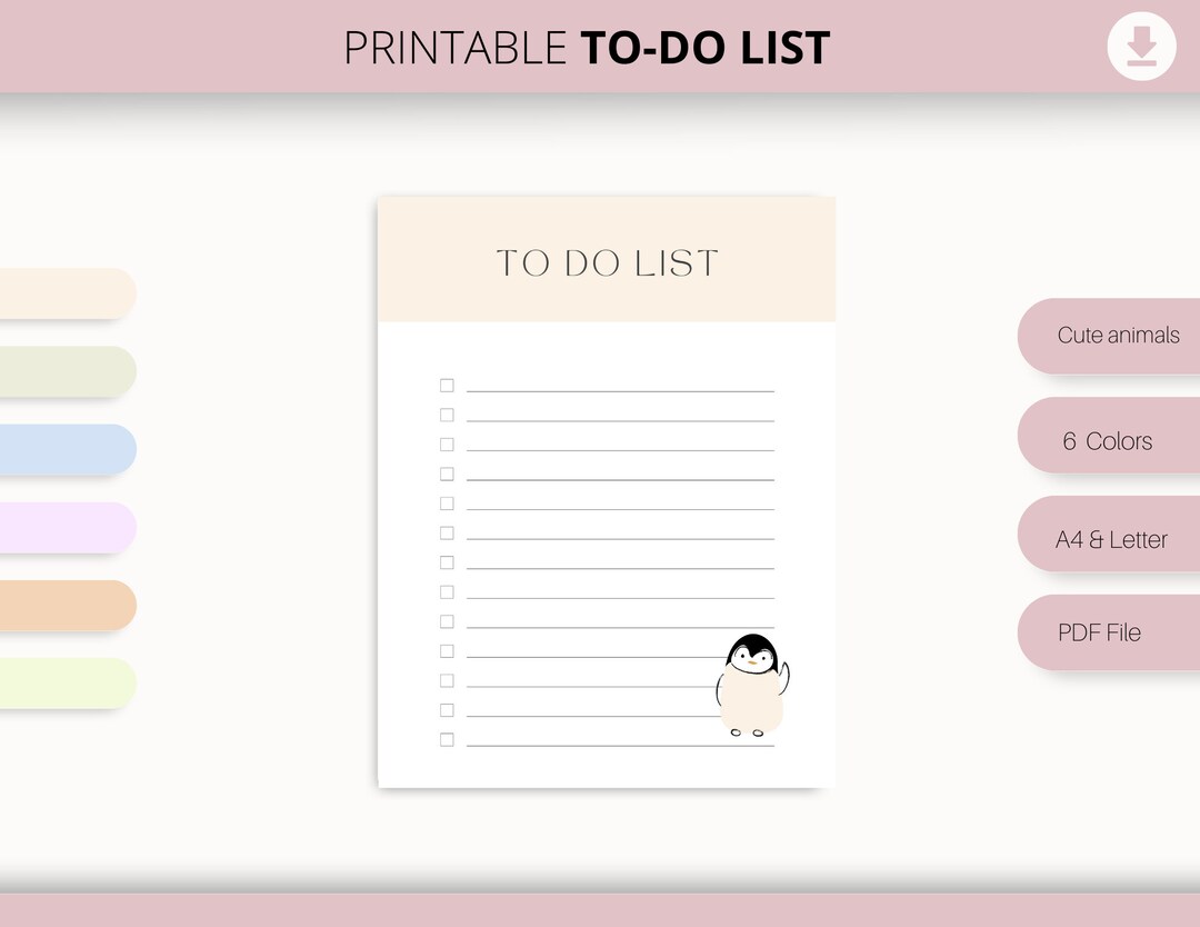 Printable to Do List | Daily to Do List | Cute Animals to Do List ...