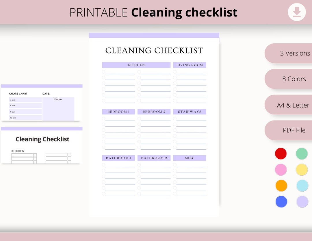 Printable Cleaning Check List | Cleaning to Do List | Minimalist ...