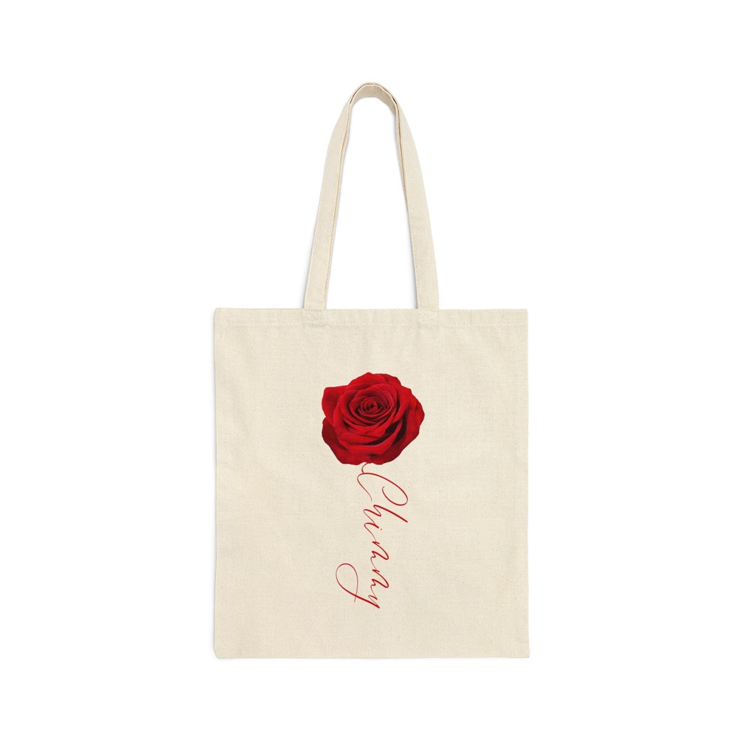 Chimmy Red Rose Canvas Tote Bag, Rose Tote Bag, Red Rose Tote, Gift ...