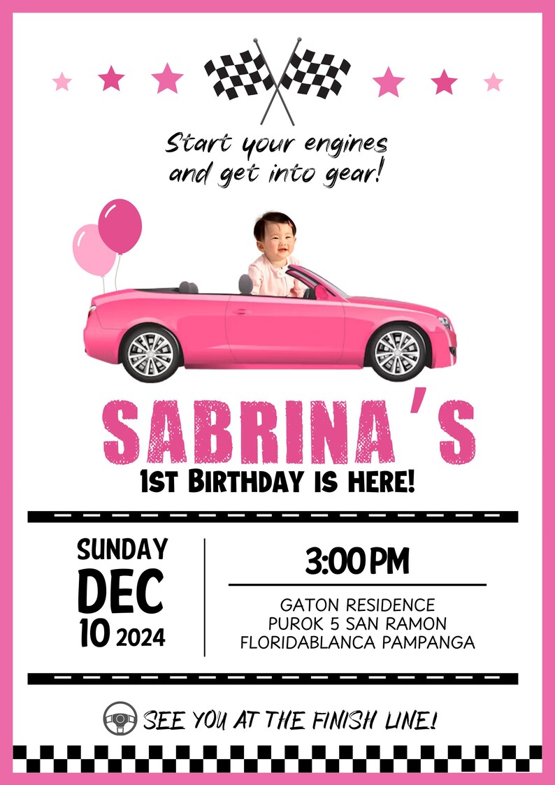Vintage Blue Race Car Digital Invitation Birthday Party Invitation ...