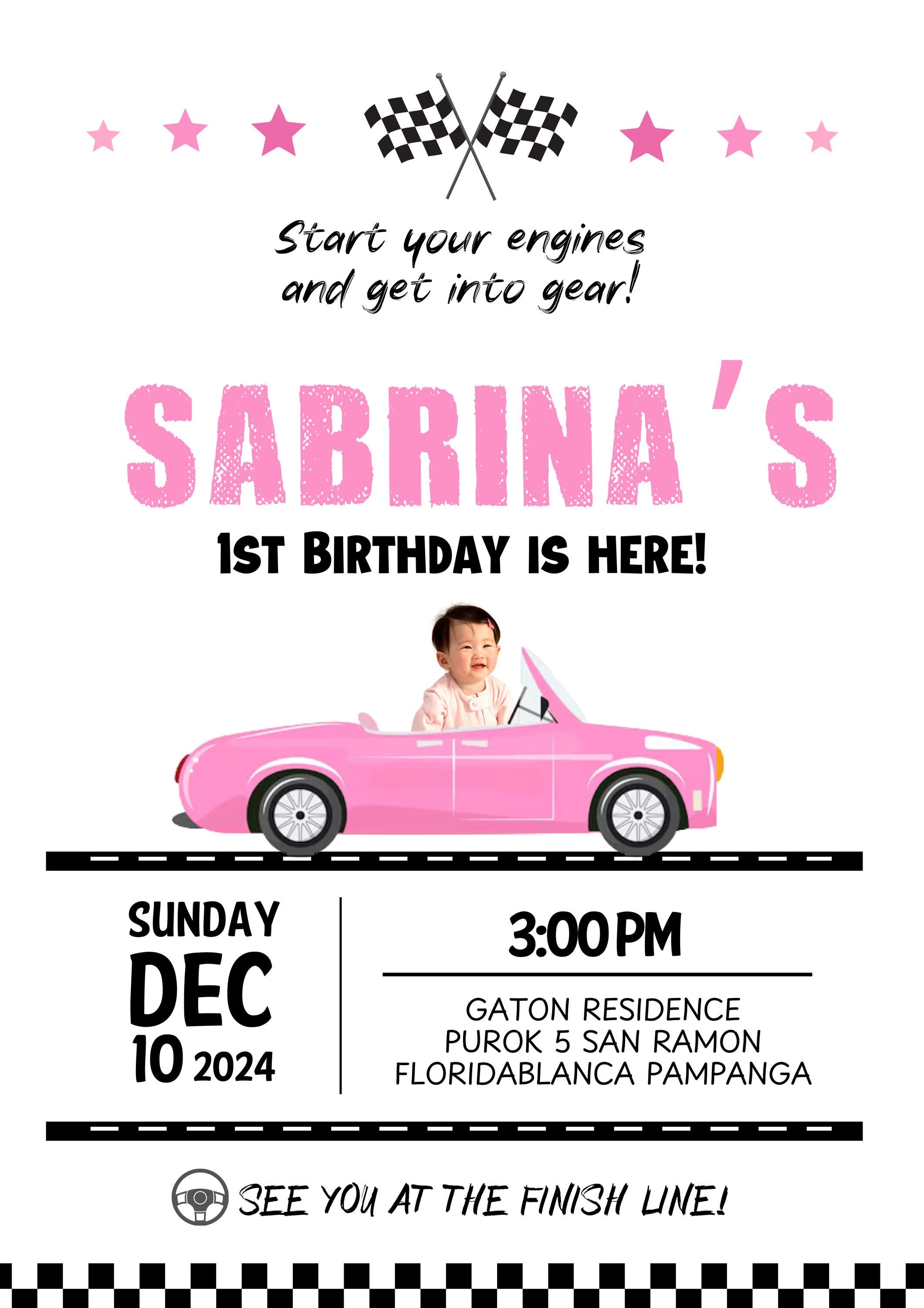 Vintage Blue Race Car Digital Invitation Birthday Party Invitation ...