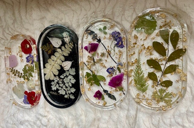 Large Floral Trinket Tray, Pressed Flower Jewelry Tray, Trinket Dish ...