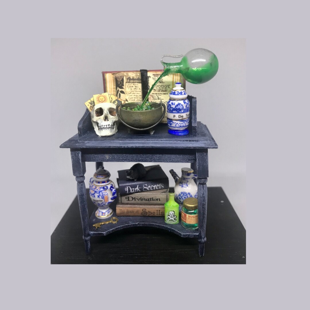 Dollhouse Miniature 1:12 Potion Making Table Desk, Magic Spell, Books ...