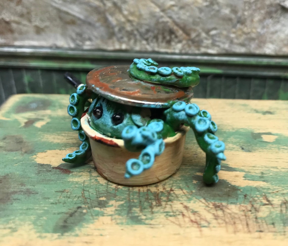 Dollhouse Miniature 1:12, Spooky Cooking. Octopus in a Pot Haunted ...
