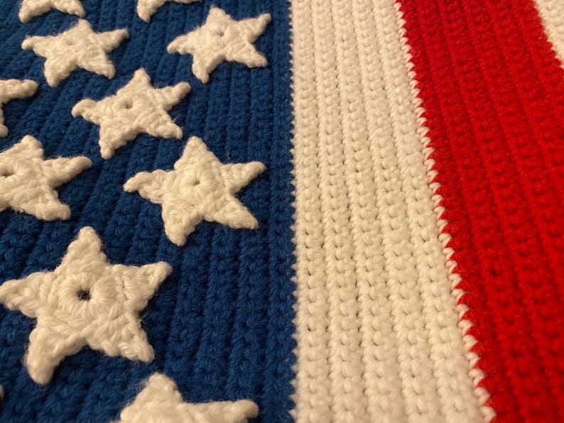 Vintage HAND MADE Crochet American Flag 59"x32" - Etsy