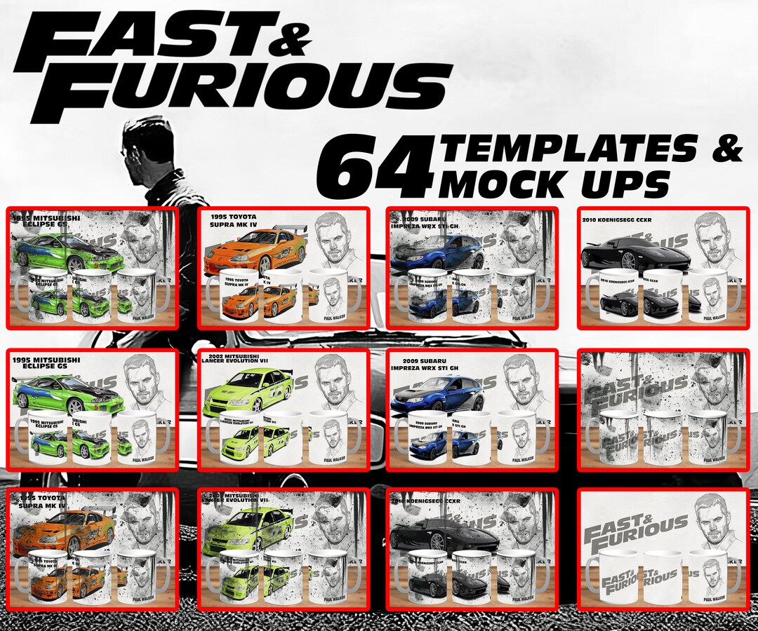 Fast and Furious Collection 64 Mug Templaters and Mock Ups - Etsy