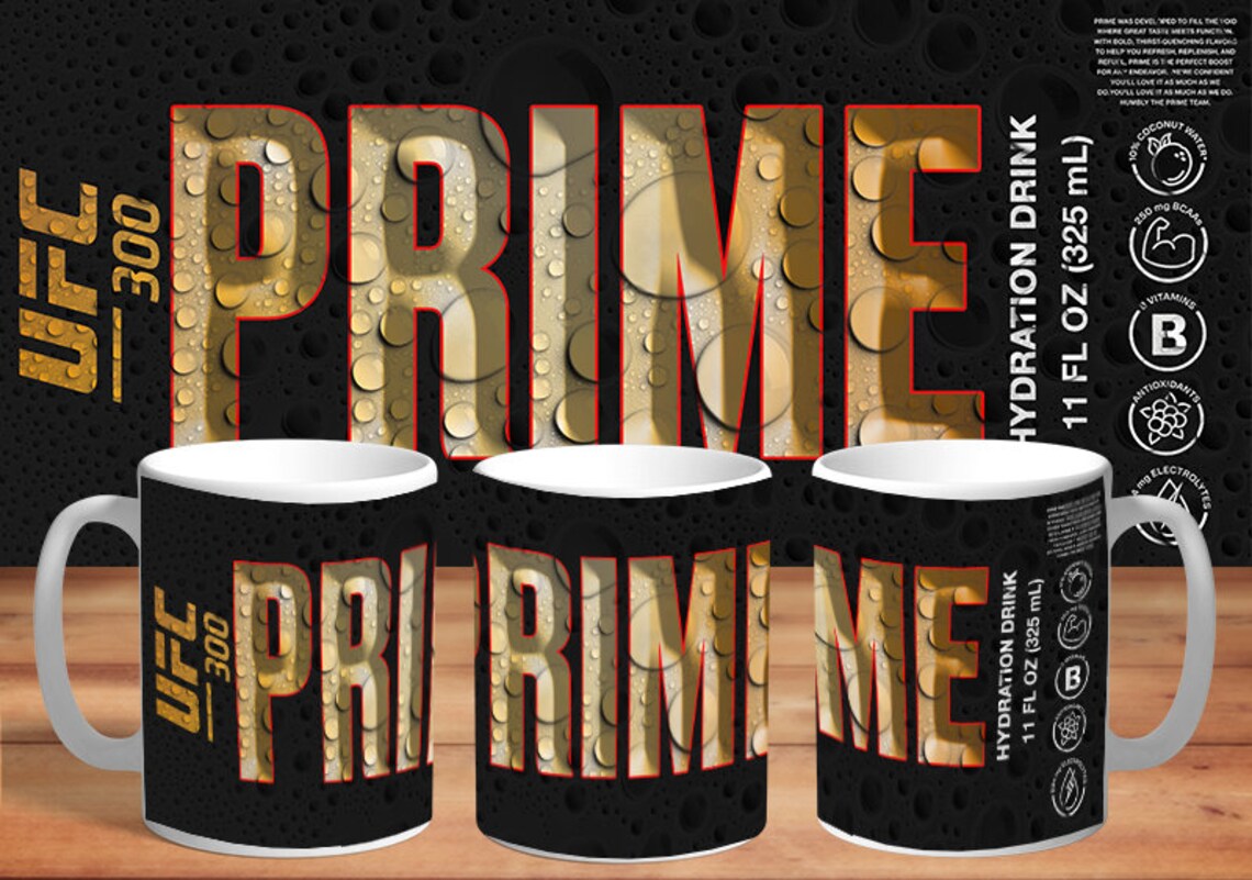 UFC 300 Prime Drink 4 Tumblers Template 20oz 2 Mugs Template 11oz and 6 ...
