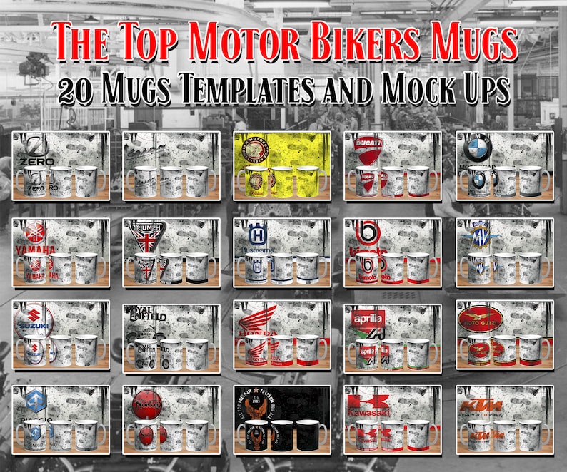 The Top Motor Brands Mug Templates Pack 20 Templates 20 Mock Ups - Etsy