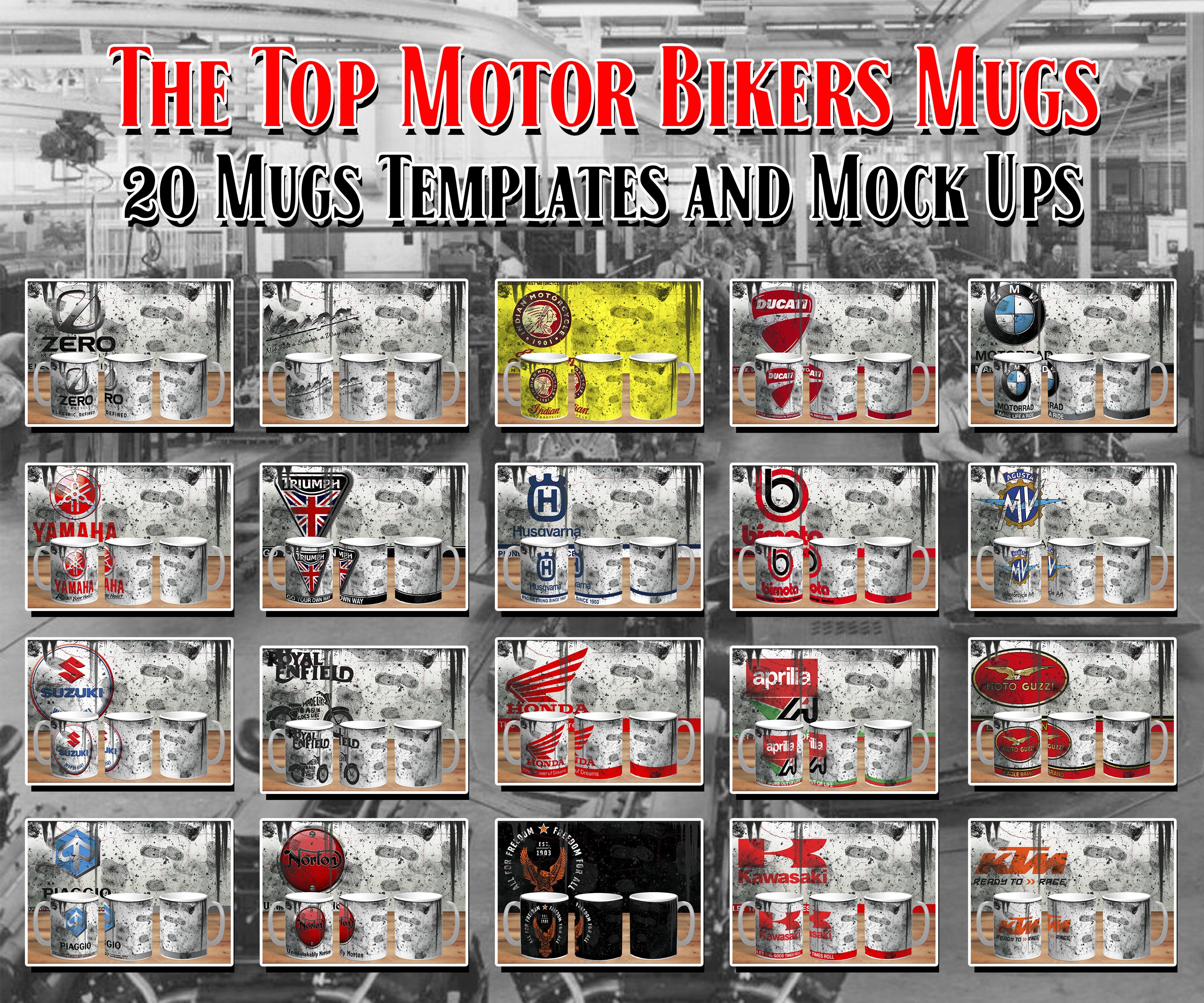 The Top Motor Brands Mug Templates Pack 20 Templates 20 Mock Ups - Etsy