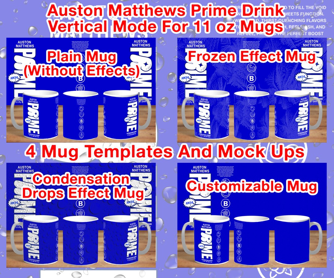 Vertical Auston Matthewa Prime Drink 4 Mugs Template 11oz and 4 Mock ...