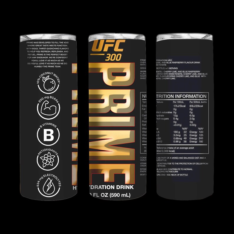 UFC 300 Prime Drink 4 Tumblers Template 20oz 2 Mugs Template 11oz and 6 ...