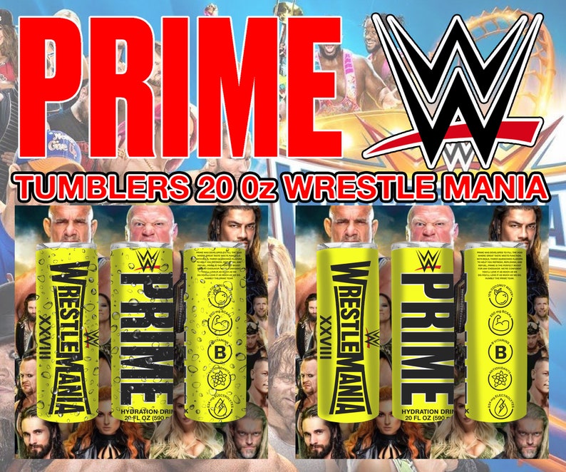 Wrestle Mania Prime Drink 2 Tumblers Template 20oz and 2 Mock Ups - Etsy