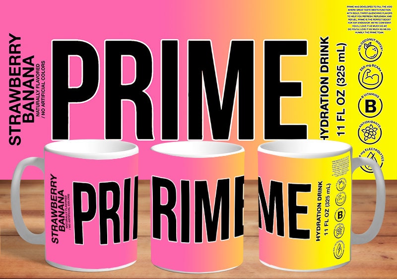 Strawberry Banana Prime Drink 4 Tumblers Template 20oz 2 Mugs Template ...