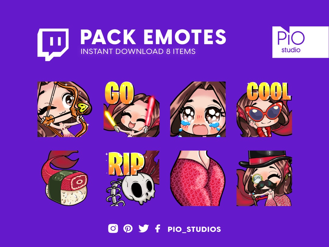 8 Pack Mermaid Emotes Emotes for Twitch and social media - Etsy Portugal