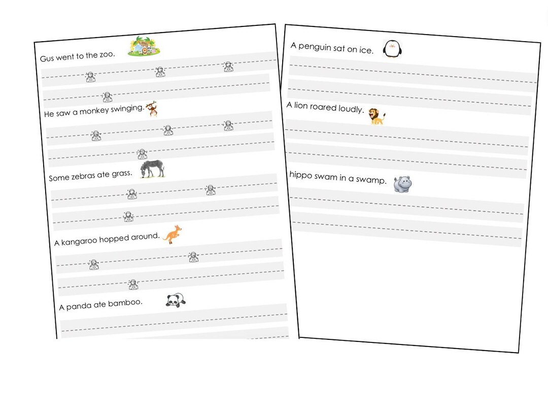 Zoo Animals Writing Practice: Lined Handwriting Worksheets - Etsy