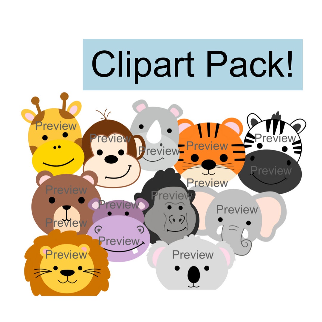 Animal Face Clipart Png Zoo Animal Clipart transparent - Etsy