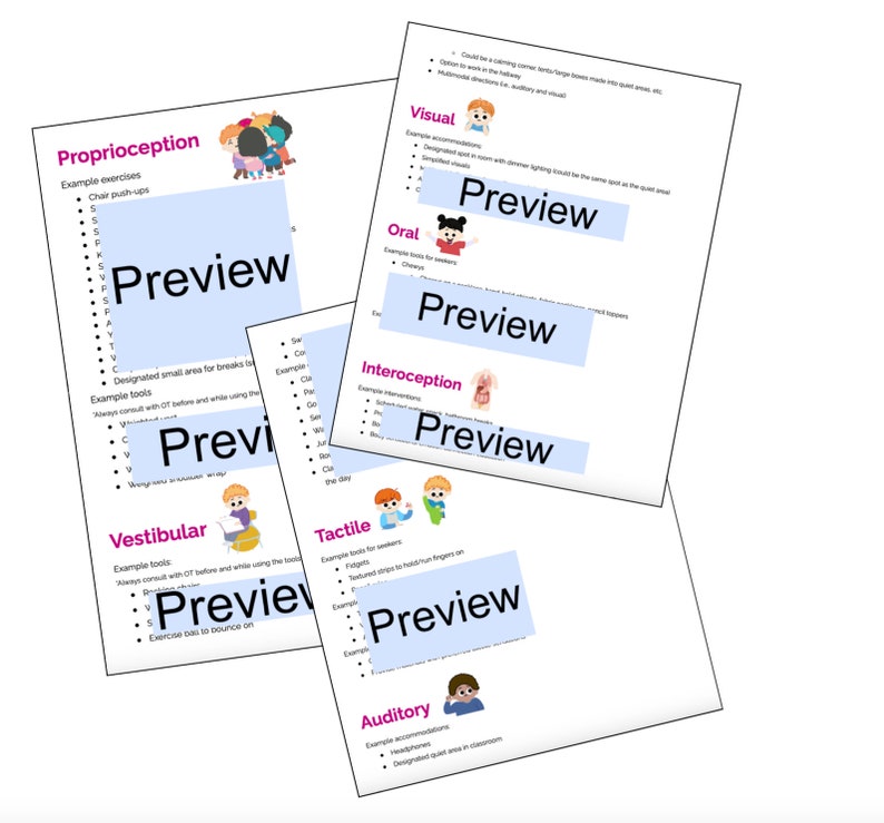 Classroom Sensory Strategies Handout: Occupational Therapy (PDF) - Etsy