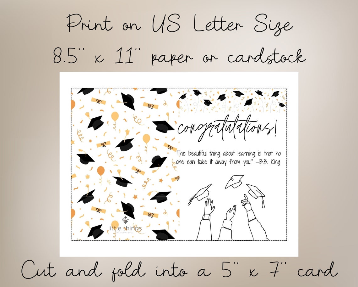 Printable Graduation Blank Card, Graduation Card W/ Quote, Card for ...