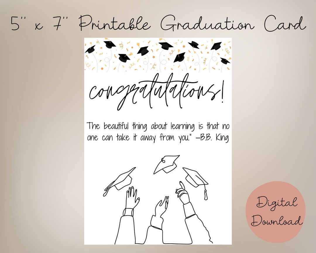 Printable Graduation Blank Card, Graduation Card W/ Quote, Card for ...