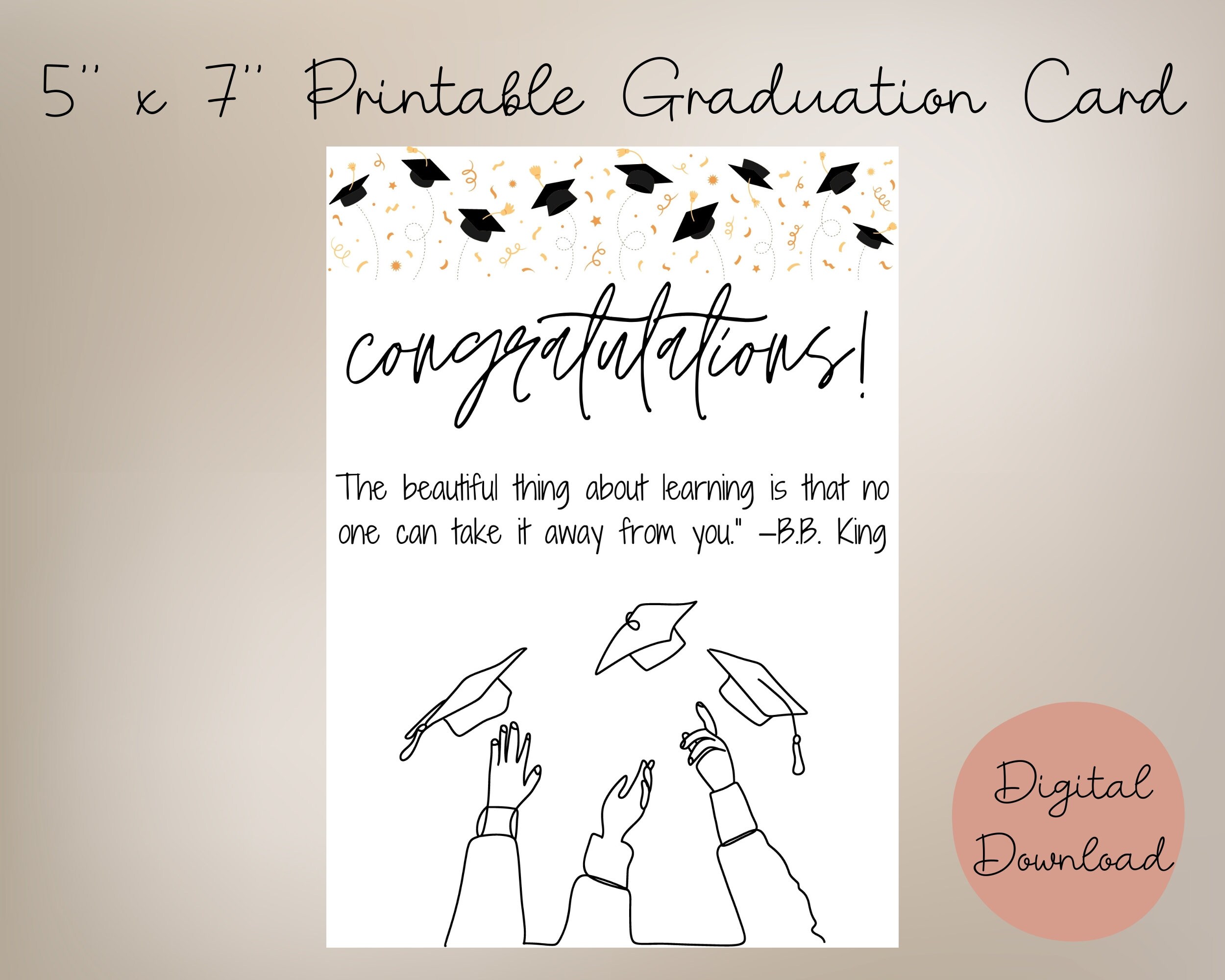 Printable Graduation Blank Card, Graduation Card W/ Quote, Card for ...