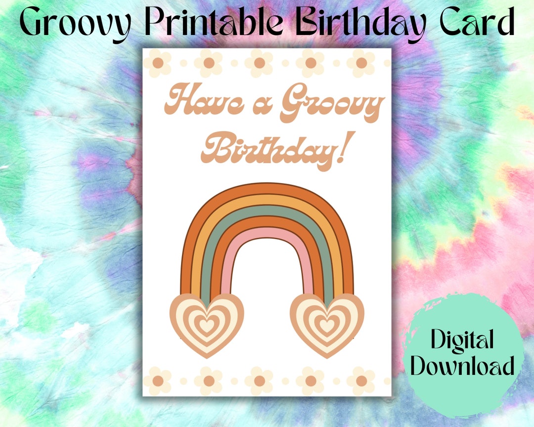 Groovy Printable Birthday Card - Etsy